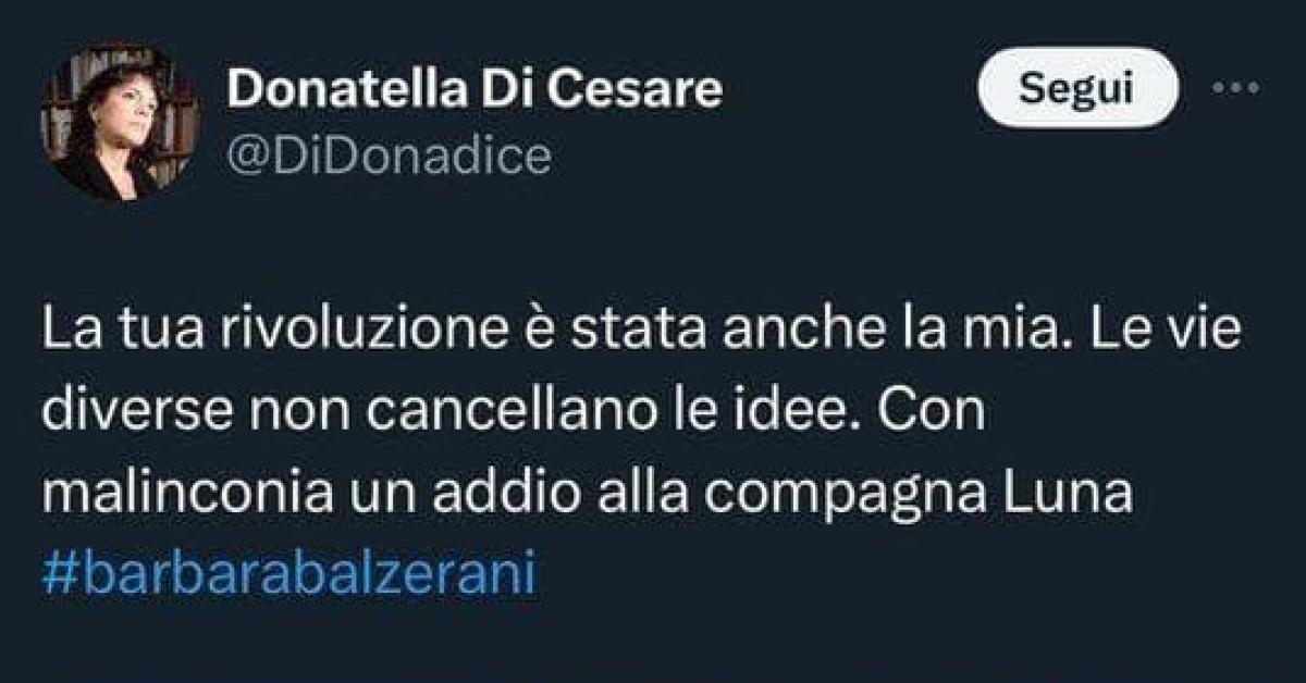 Donatella di Cesare, post su Barbara Balzerani: "La tua rivoluzione ...
