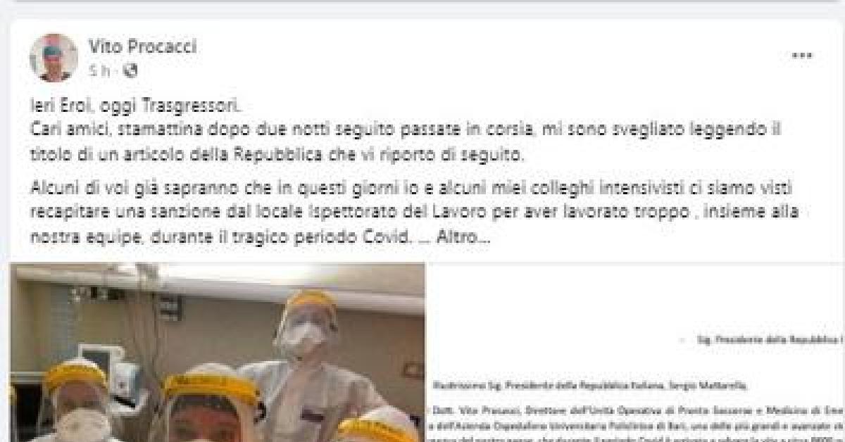 Covid, medico multato per aver lavorato troppo in pandemia scrive a ...