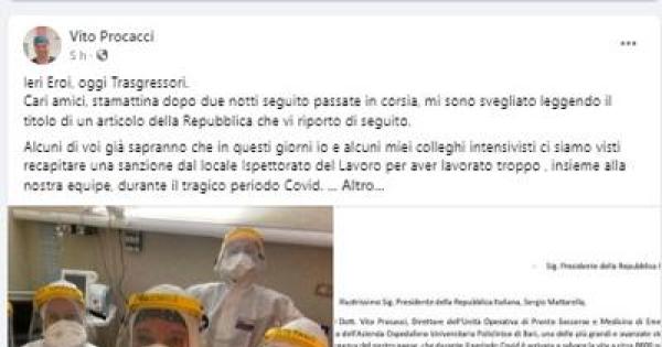 Covid, medico multato per aver lavorato troppo in pandemia scrive a ...